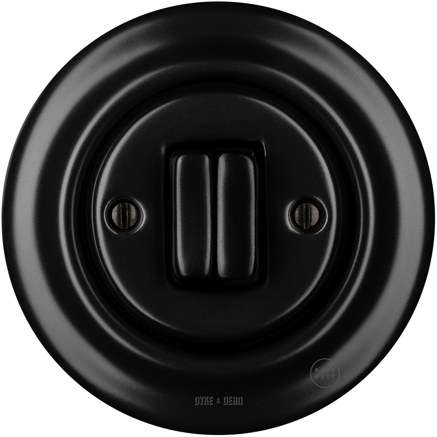 PORCELAIN WALL LIGHT SWITCH MATT BLACK DOUBLE DYKE DEAN