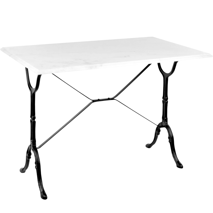 CARRARA WHITE MARBLE FRENCH BISTRO SQUARE TABLE 24” X 20” - DYKE & DEAN
