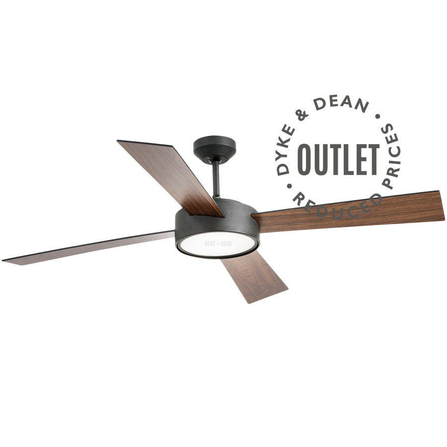WOOD ROTARY CEILING FAN WITH LED LIGHT OUTLET - DYKE & DEAN
