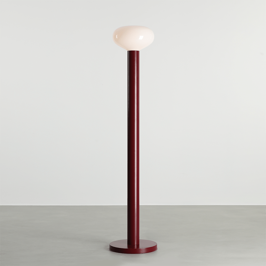 FLO OPAL GLASS ORB FLOOR LIGHT RUBY RED - DYKE & DEAN