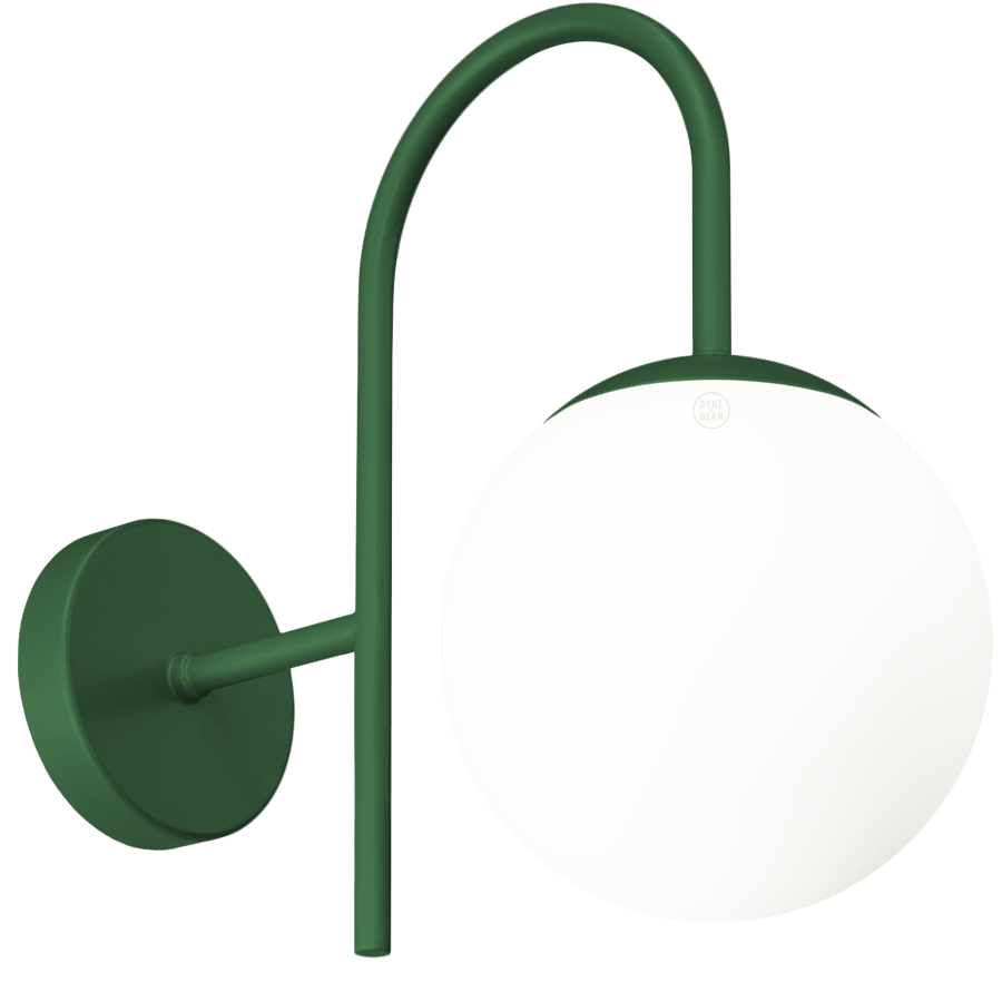 IP40 WATERPROOF OUTDOOR ARC WALL LIGHT BLACK SMALL GLOBE - DYKE & DEAN