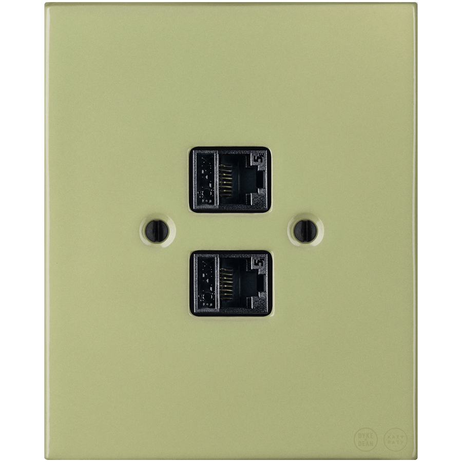 KATY PATY PORCELAIN PLATE DOUBLE PC/ USB WALL SOCKET MOSS GREEN - DYKE ...