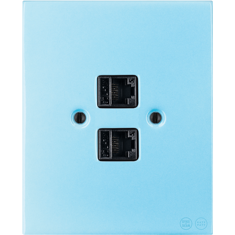 KATY PATY PORCELAIN PLATE DOUBLE PC/ USB WALL SOCKET PASTEL BLUE - DYKE ...