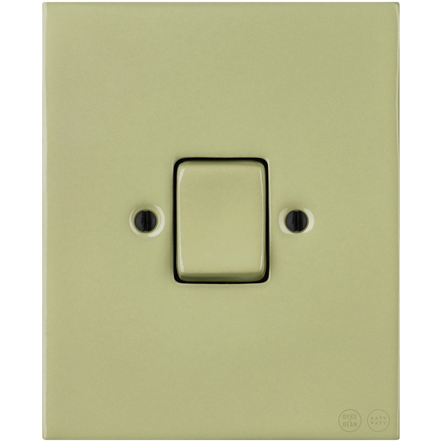 KATY PATY PORCELAIN PLATE WALL LIGHT SWITCH FAT BUTTON MOSS GREEN ...