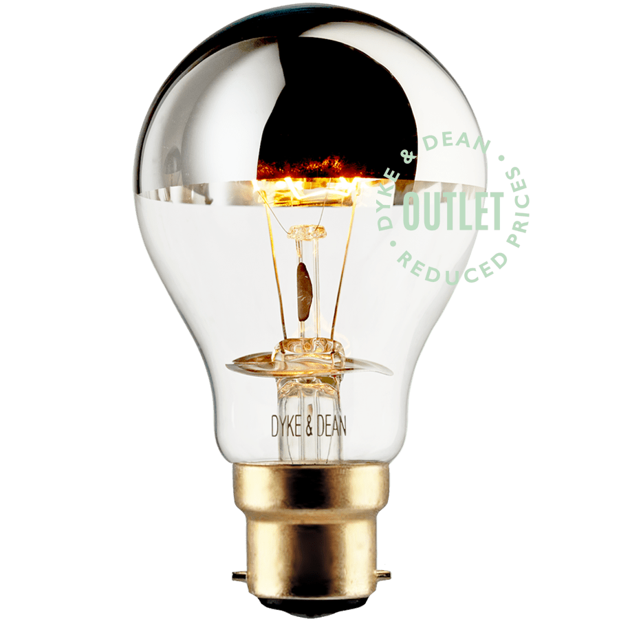 MIRROR CAP STANDARD FILAMENT BULB SILVER BAYONET OUTLET - DYKE & DEAN