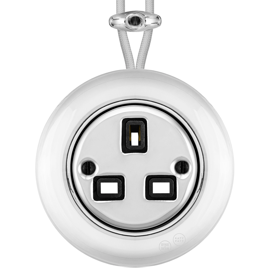 PORCELAIN KATY PATY COLONA ROUND SURFACE MOUNTED UK SOCKET CHROME ...
