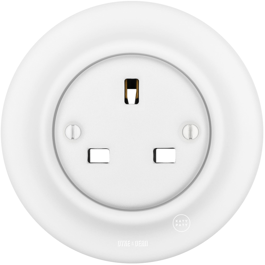 PORCELAIN WALL UK PLUG SOCKET MATT WHITE - DYKE & DEAN