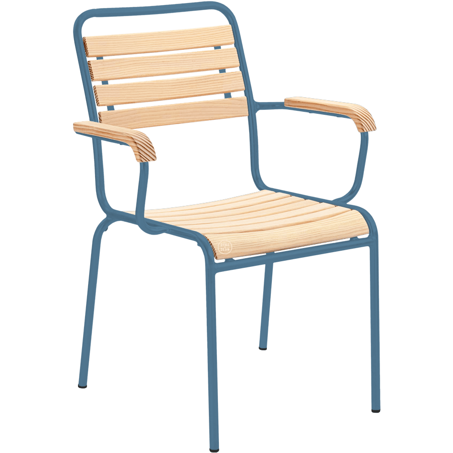 SLATTED WOOD STACKING CHAIR COLOUR WITH ARMS - DYKE & DEAN