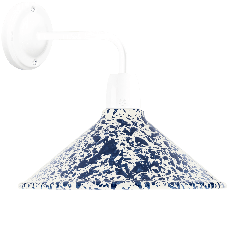 SPLATTERWARE CONE SHADE WHITE WALL ARM LIGHT NAVY - ADD BULB - NO ...