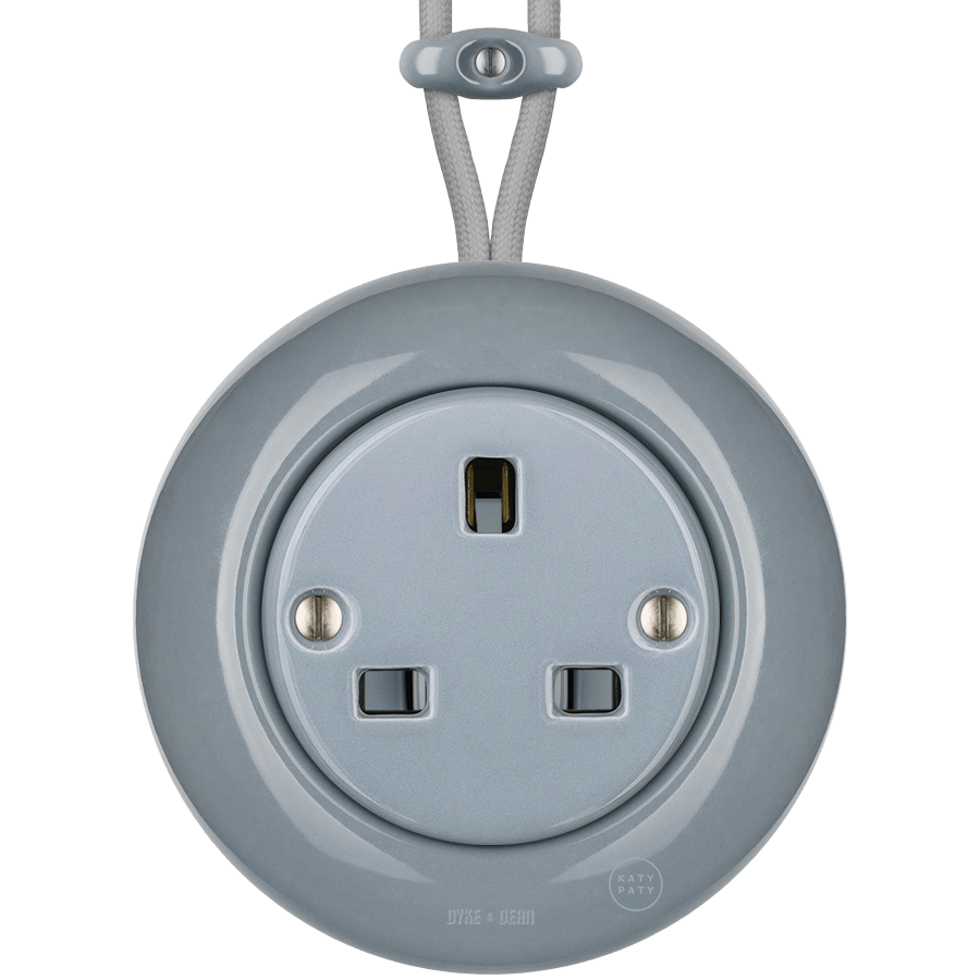 SURFACE PORCELAIN WALL SOCKET ASH GREY UK - DYKE & DEAN