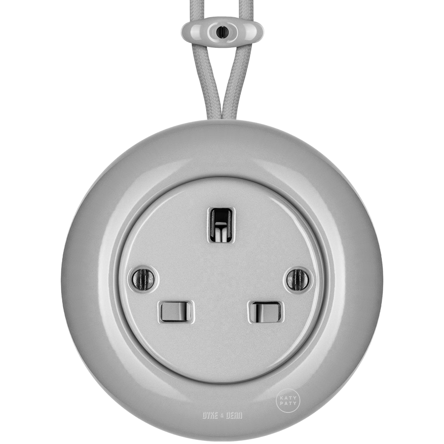 SURFACE PORCELAIN WALL SOCKET GREY UK - DYKE & DEAN