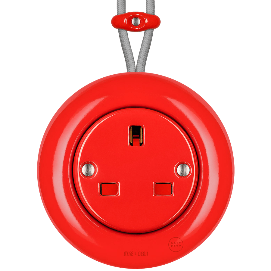 SURFACE PORCELAIN WALL SOCKET RED UK - DYKE & DEAN
