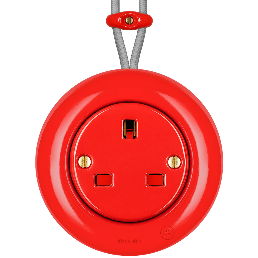 SURFACE PORCELAIN WALL SOCKET RED UK - DYKE & DEAN