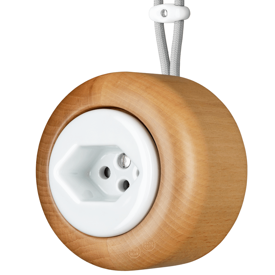 WOODEN PORCELAIN SURFACE MOUNTED FAGUS SOCKET SWISS - DYKE & DEAN