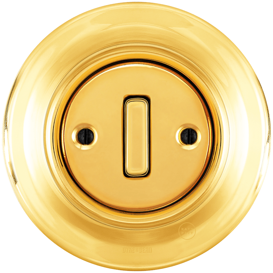 PORCELAIN WALL LIGHT SWITCH GOLD SLIM BUTTON - DYKE & DEAN