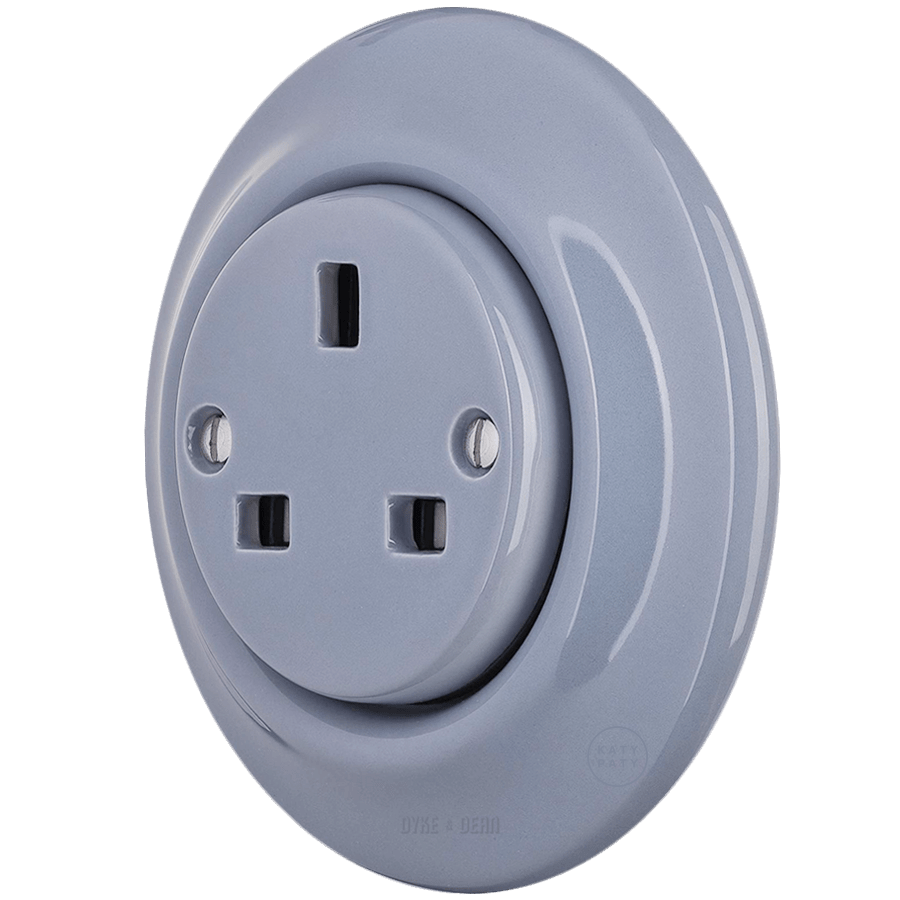 PORCELAIN WALL SOCKET ASH GREY UK - DYKE & DEAN