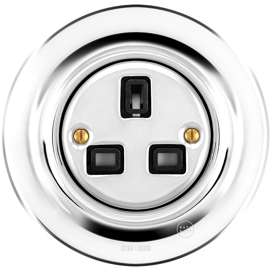 PORCELAIN WALL SOCKET CHROME UK - DYKE & DEAN