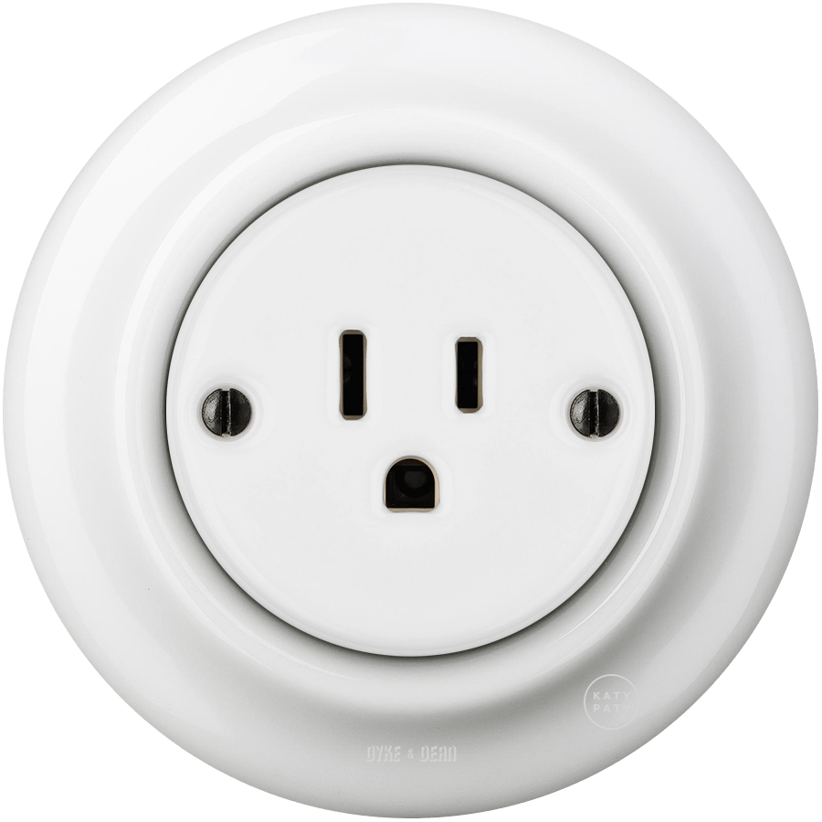 PORCELAIN WALL SOCKET USA WHITE 15 AMP - DYKE & DEAN