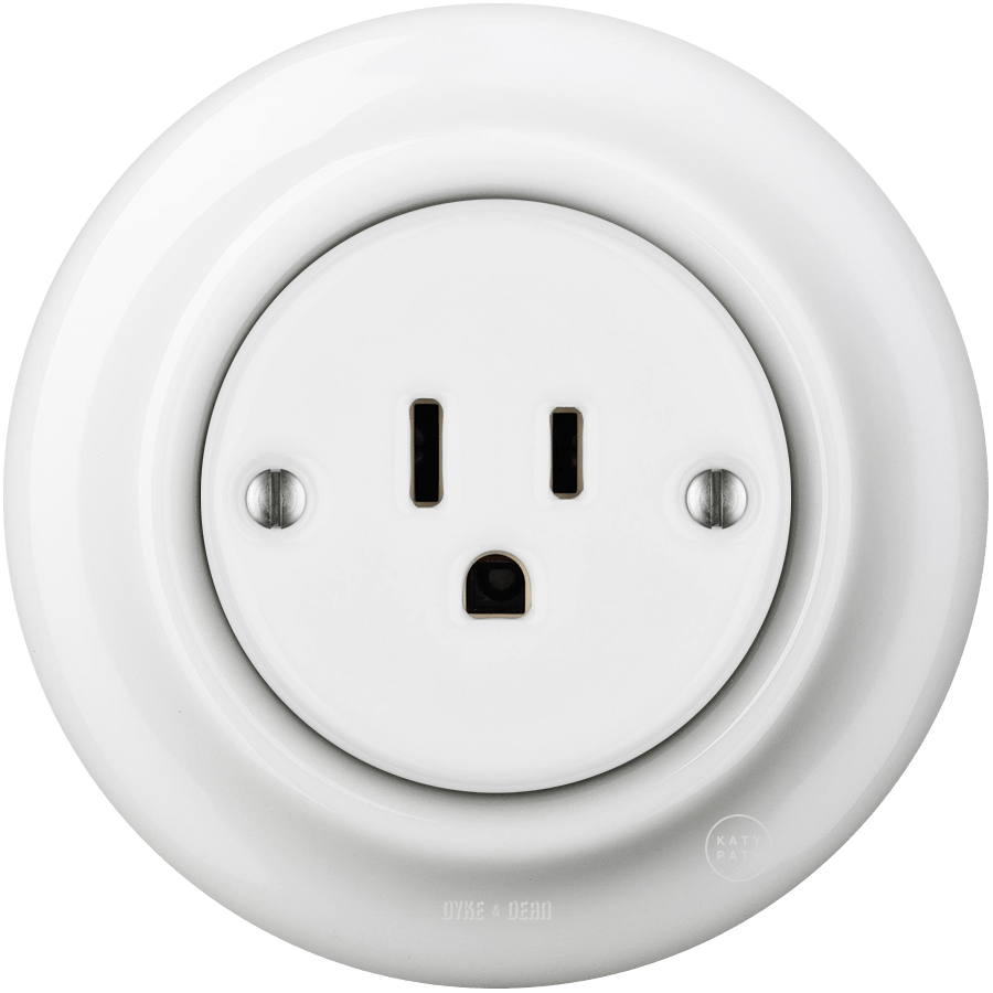 PORCELAIN WALL SOCKET USA WHITE 15 AMP - DYKE & DEAN