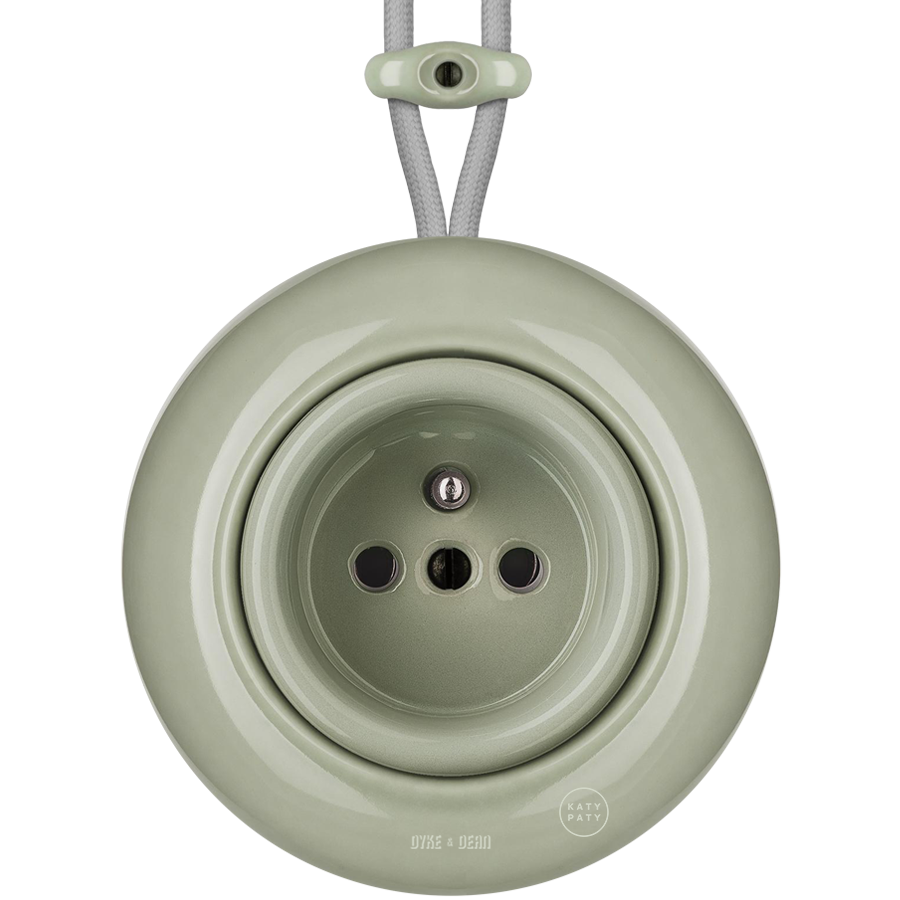 SURFACE PORCELAIN WALL SOCKET GREY GREEN - DYKE & DEAN